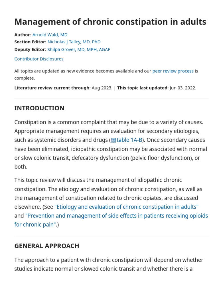 Management of Chronic Constipation in Adults | PDF | Dietary Fiber ...