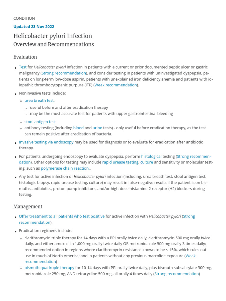 Helicobacter Pylori Infection - DynaMedex | PDF | Indigestion ...