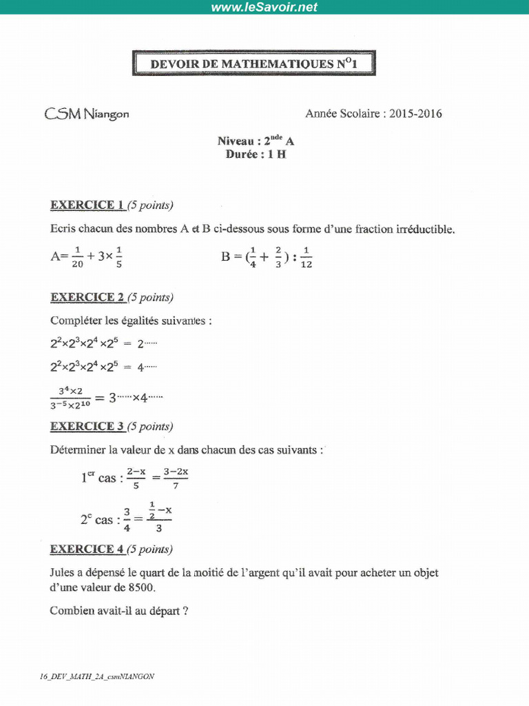 16 DEV MATH 2A csmNIANGON | PDF