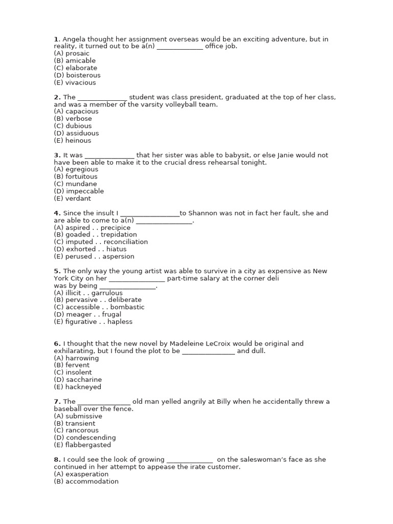 vocabulary for very unexpected exams | PDF vocabulary for very unexpected exams | PDF