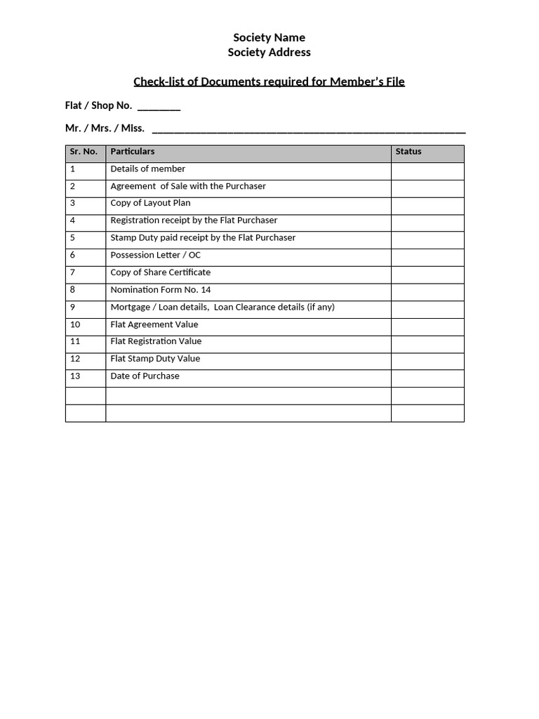 CheckList_DocumentsRequiredforMemberFiles | PDF | Receipt