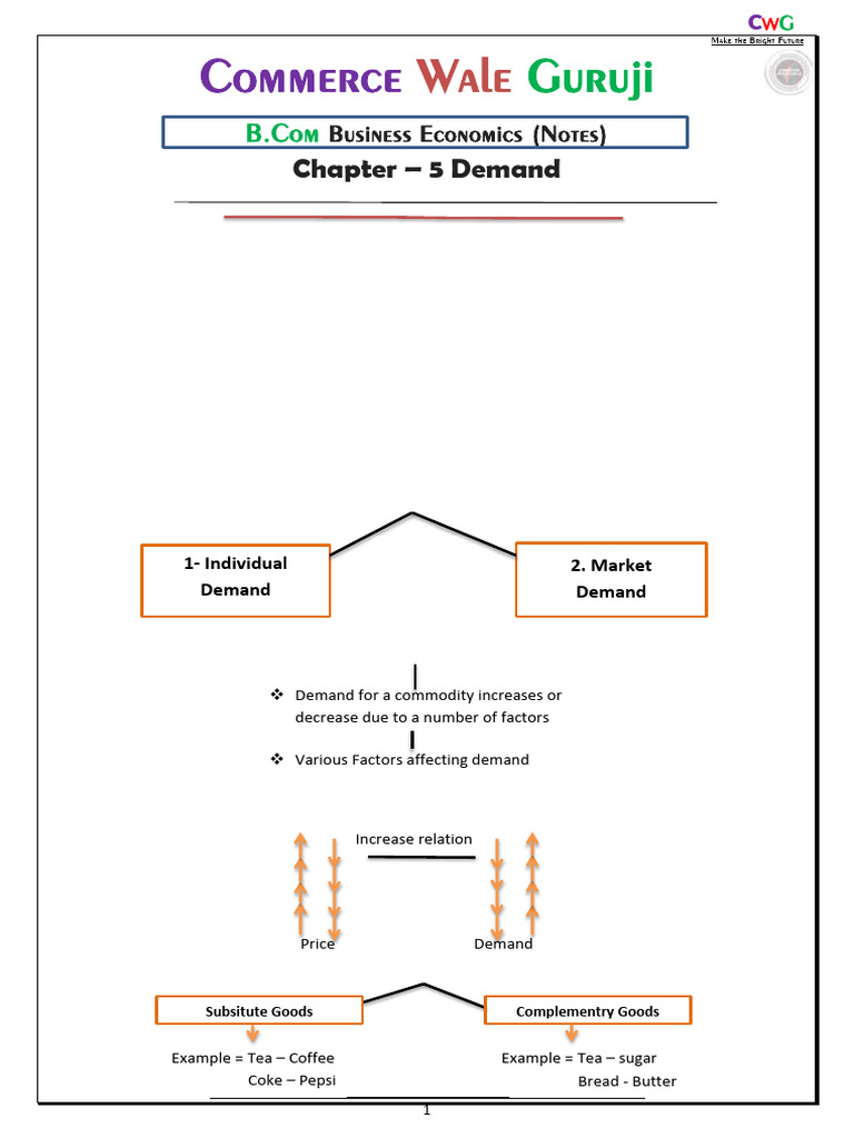 B.Com Demand Chapter Notes | PDF | Demand | Demand Curve