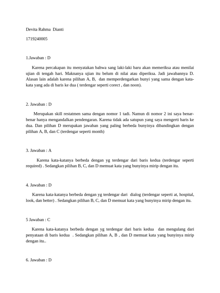 Devita Rahma Dianti ( EXERCISE 1) | PDF