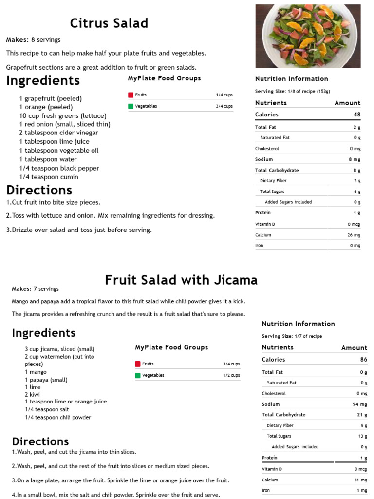 SALADS DEMO | PDF | Nutrition Facts Label | Foods