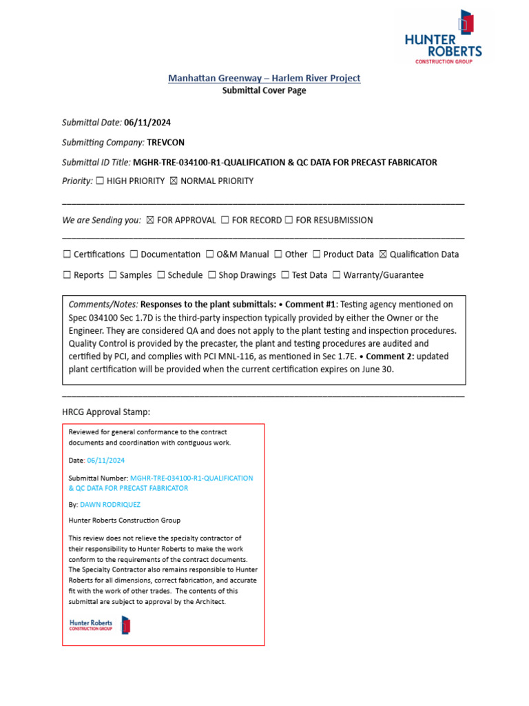 Precast Fabricator Qualification Data | PDF