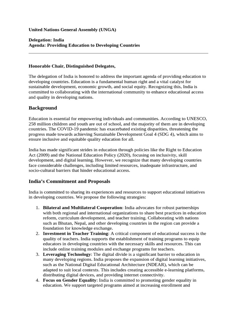 United Nations General Assembly Position Paper 2 | PDF | Economies