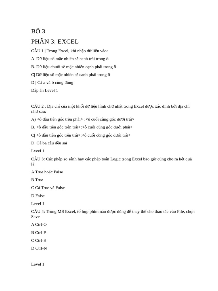 Bộ 3 Phần 3: Excel | PDF