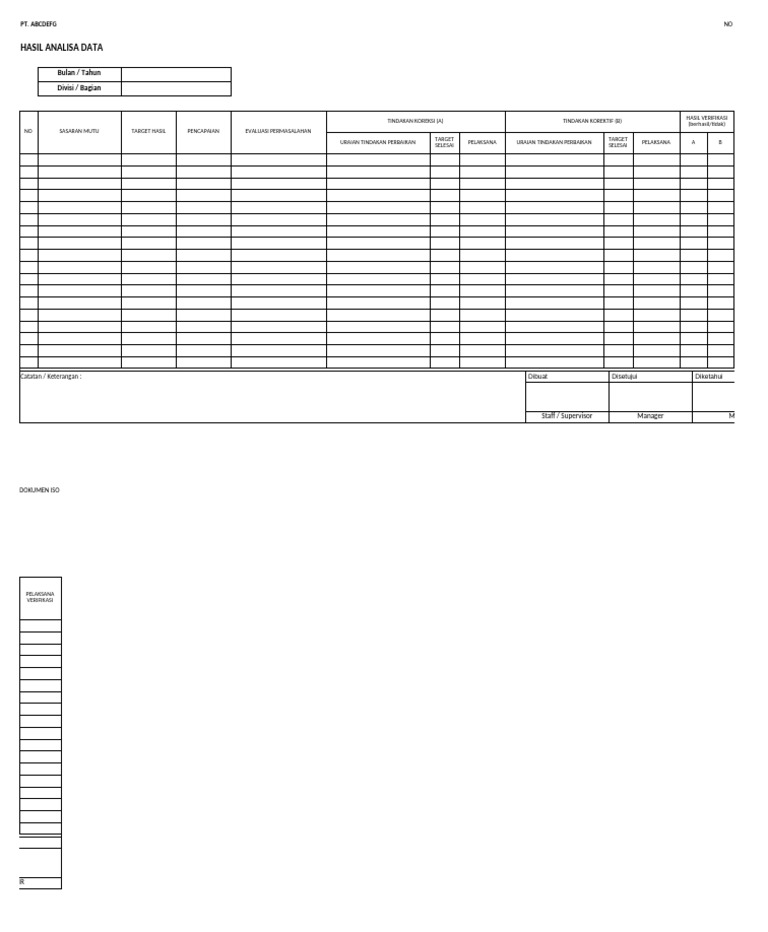 Contoh Form Hasil Analisa Data | PDF