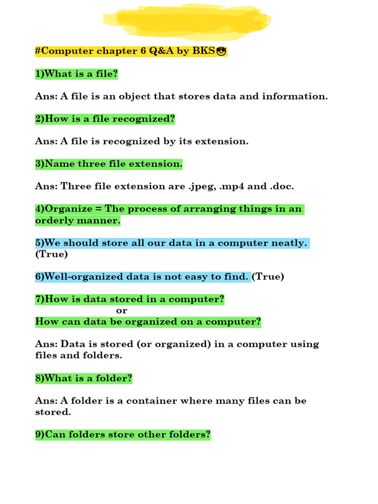 Computer File and Folder Management Q&A | PDF | Computer File ...