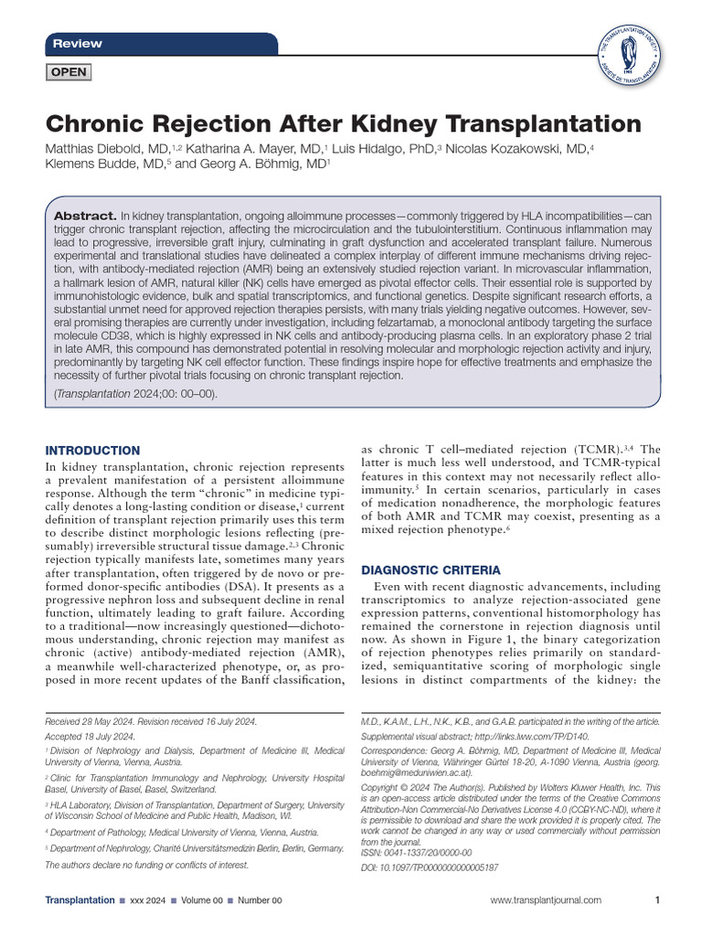 Chronic Rejection After Kidney Transplantation.858 | PDF | Natural ...