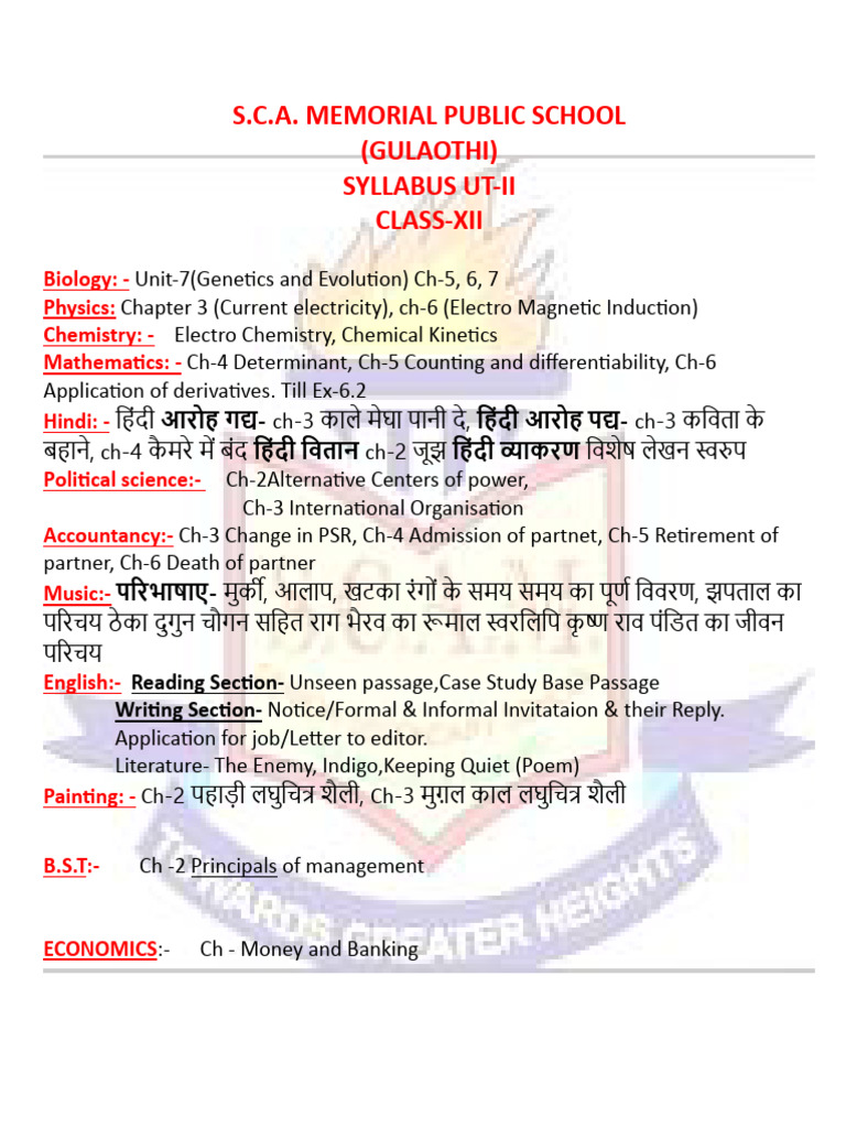 Syllabus 12th UT-II | PDF