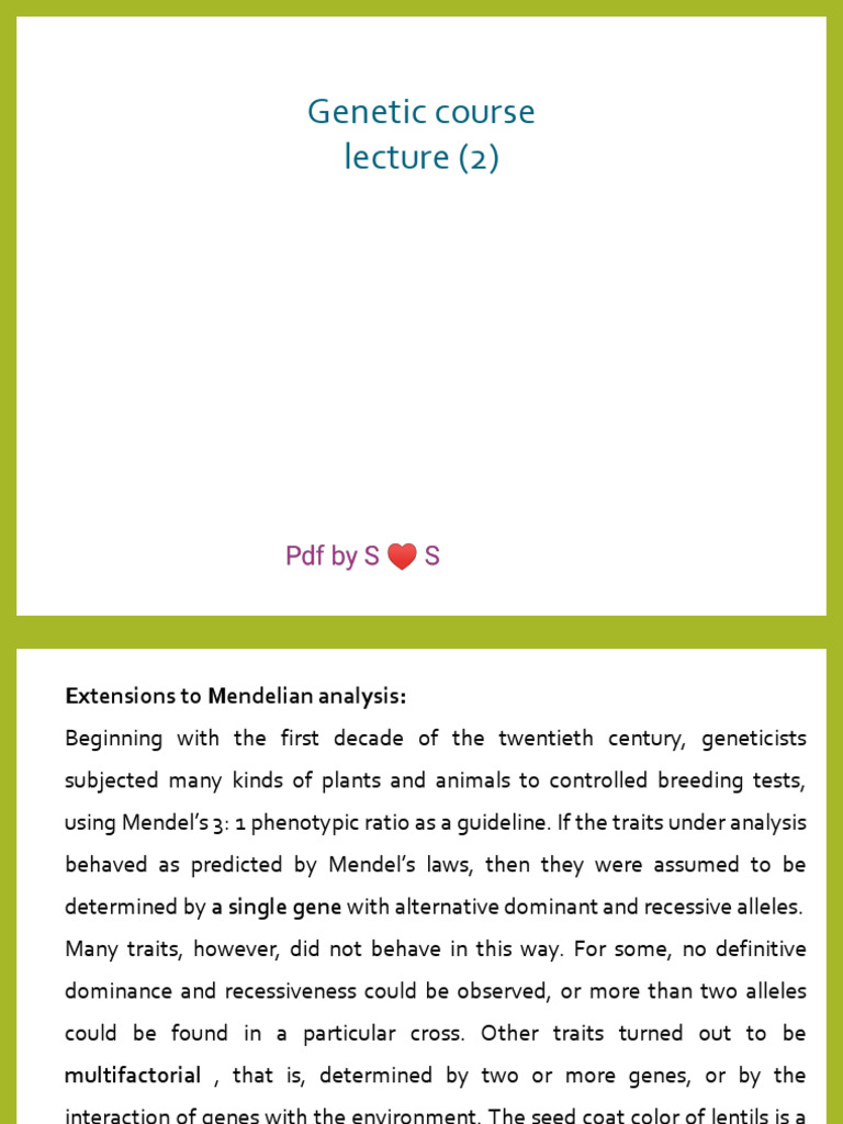 Genetics Extension of Mendelian Analysis (S) . | PDF | Dominance ...