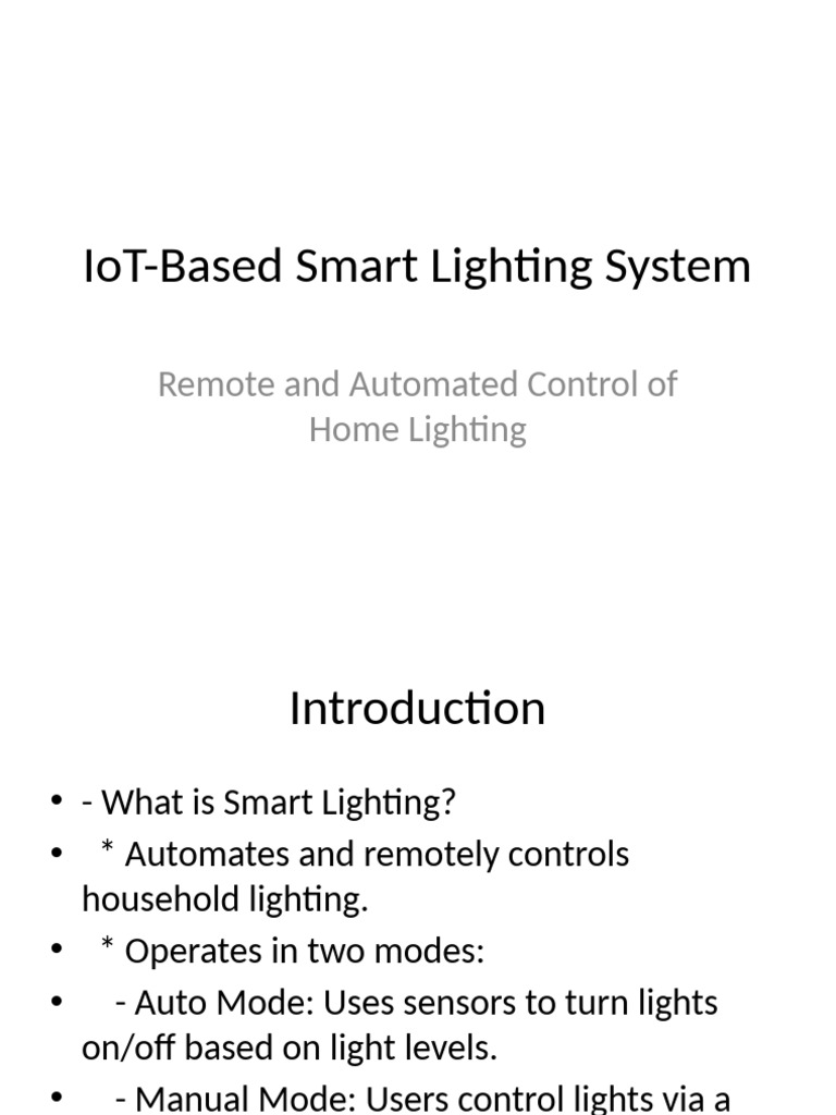 IoT Smart Lighting Presentation | PDF