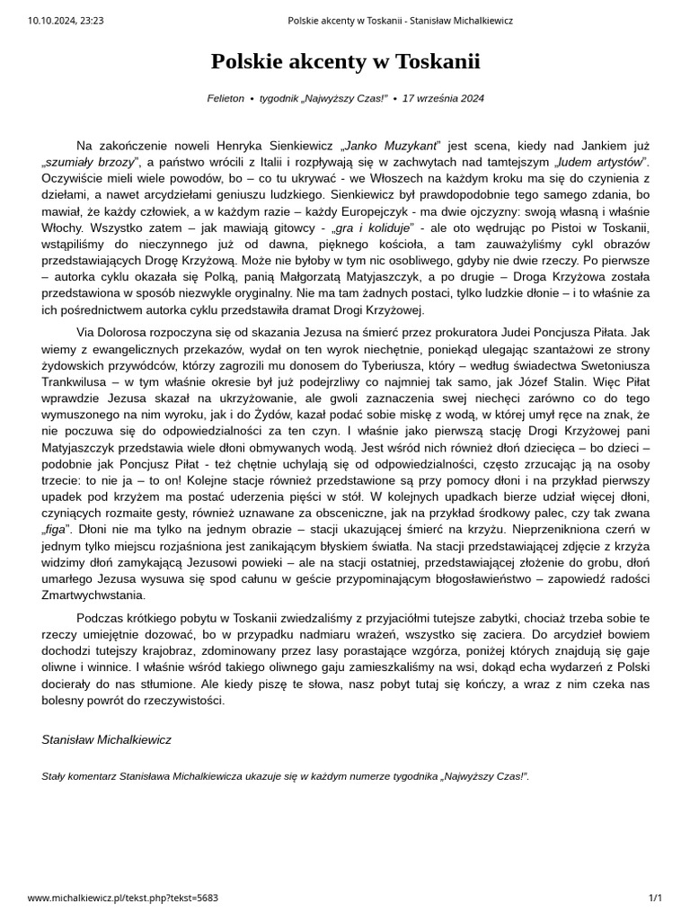 Michalkiewicz S.[2024.09.17]_Polskie akcenty w Toskanii [Stanisław ...