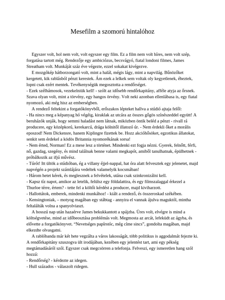 Mesefilm A Szomorú Lóhoz | PDF