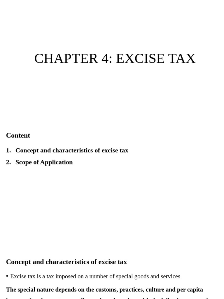 Chapter 4 - Excise Tax | PDF | Taxes | Value Added Tax