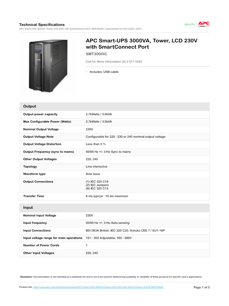 Apc Smart-ups 3000va | PDF | Mains Electricity | Electronics