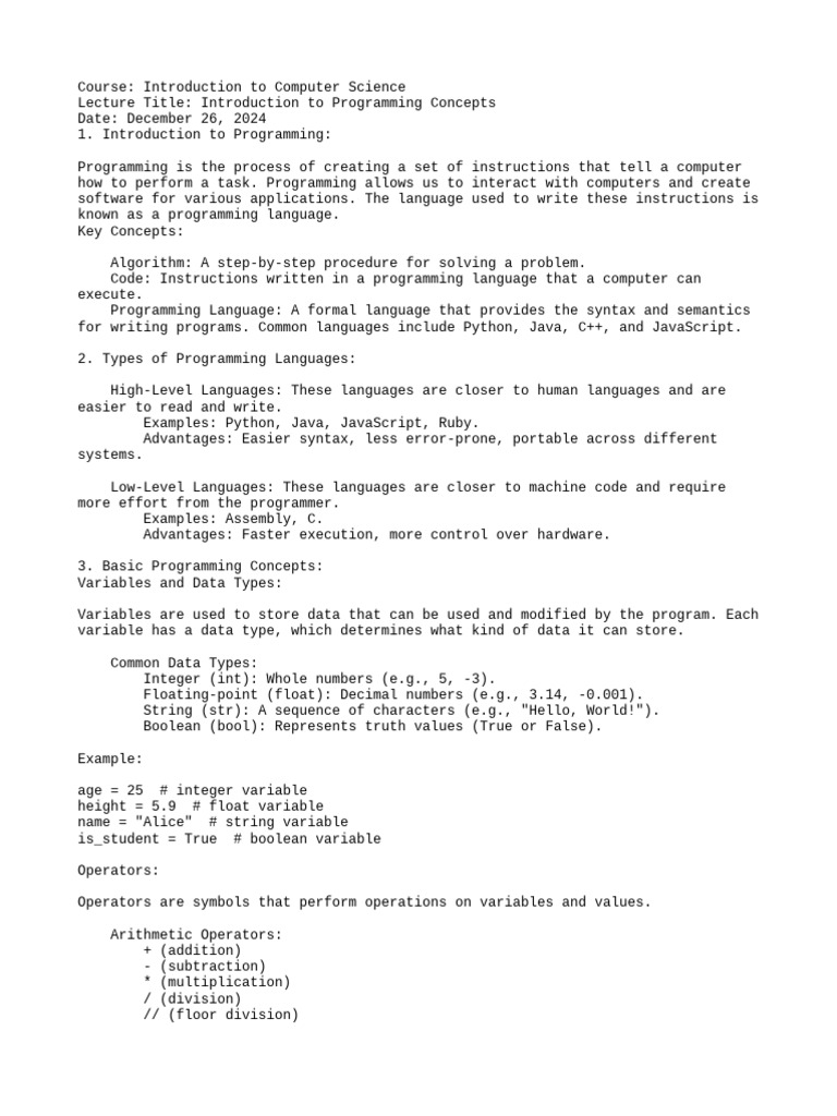 computer notes | PDF | Programming Language | Computer Programming computer notes | PDF | Programming Language | Computer Programming