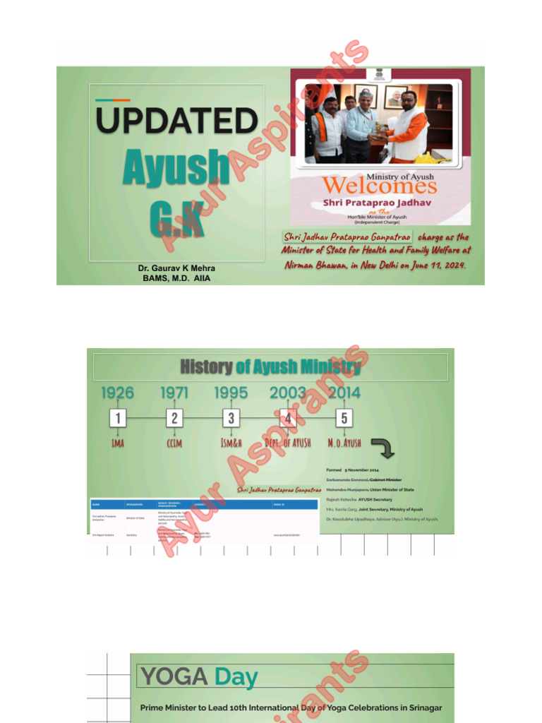 AYUSH GK FINAL @ayiraspirants | PDF | Ayurveda | Medicine