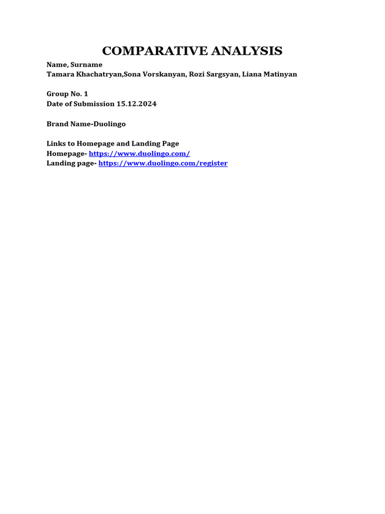 Template - COMPARATIVE ANALYSIS | PDF | Search Engine Optimization ...