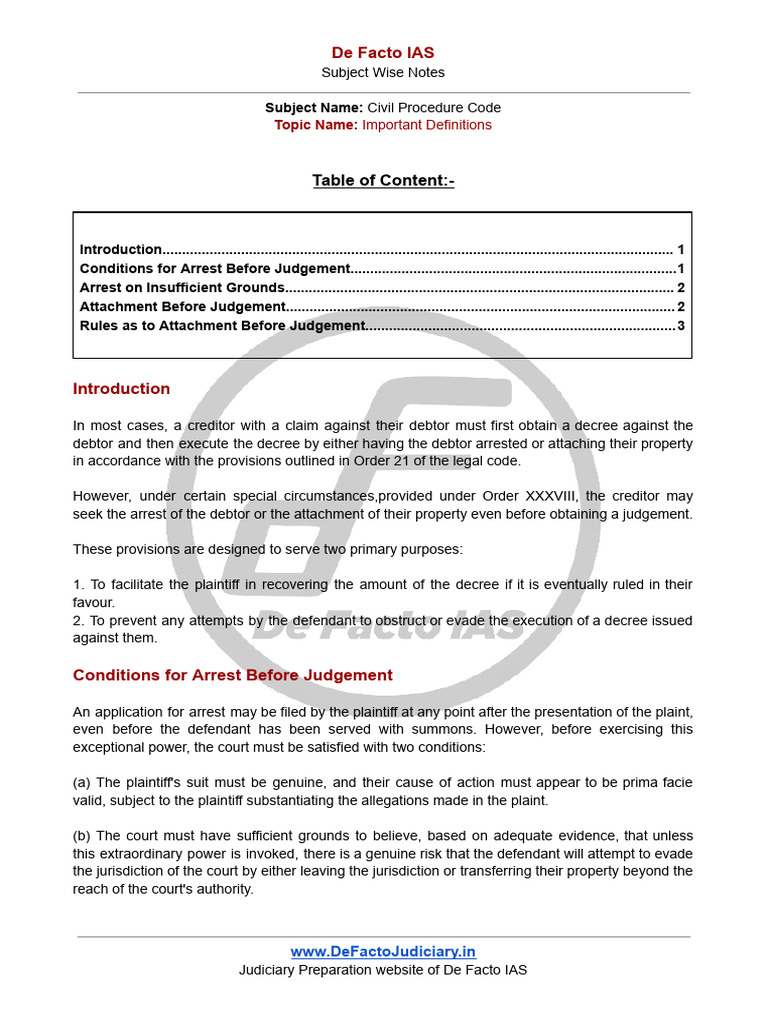 Arrest and Attachment Before Judgement | PDF | Judgment (Law) | Lawsuit