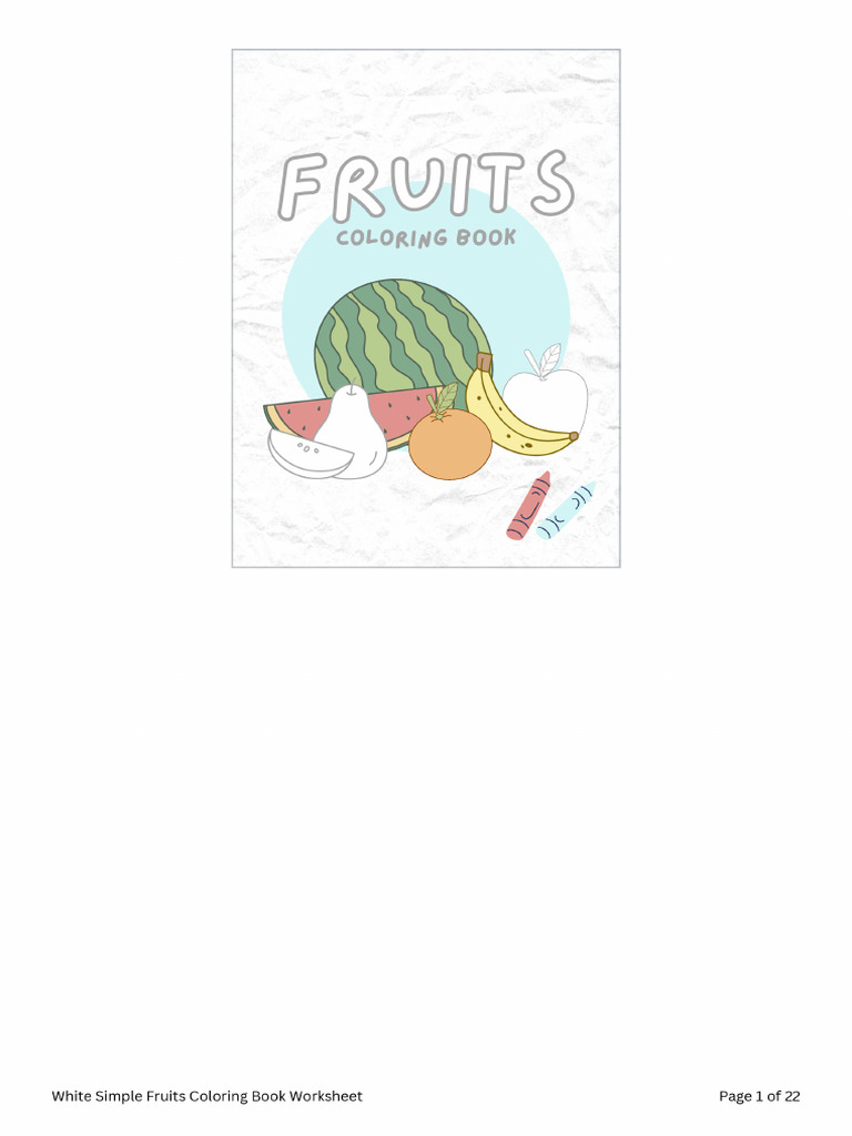 White Simple Fruits Coloring Book Worksheet PDF | PDF