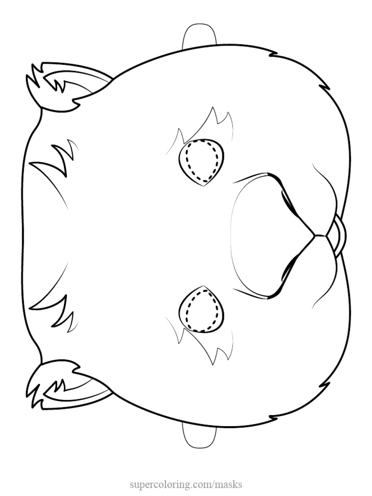 Wombat Mask Outline Coloring Page | PDF