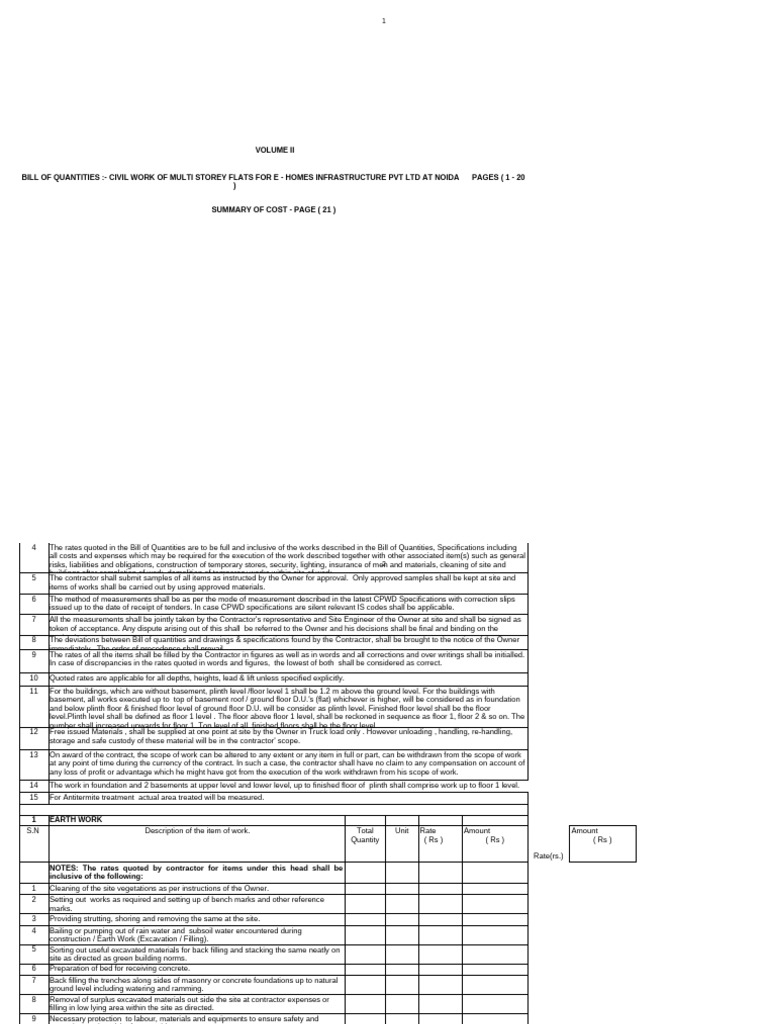 Comparison BOQ Part (A) Structure Without Steel & Cement With Modified ...