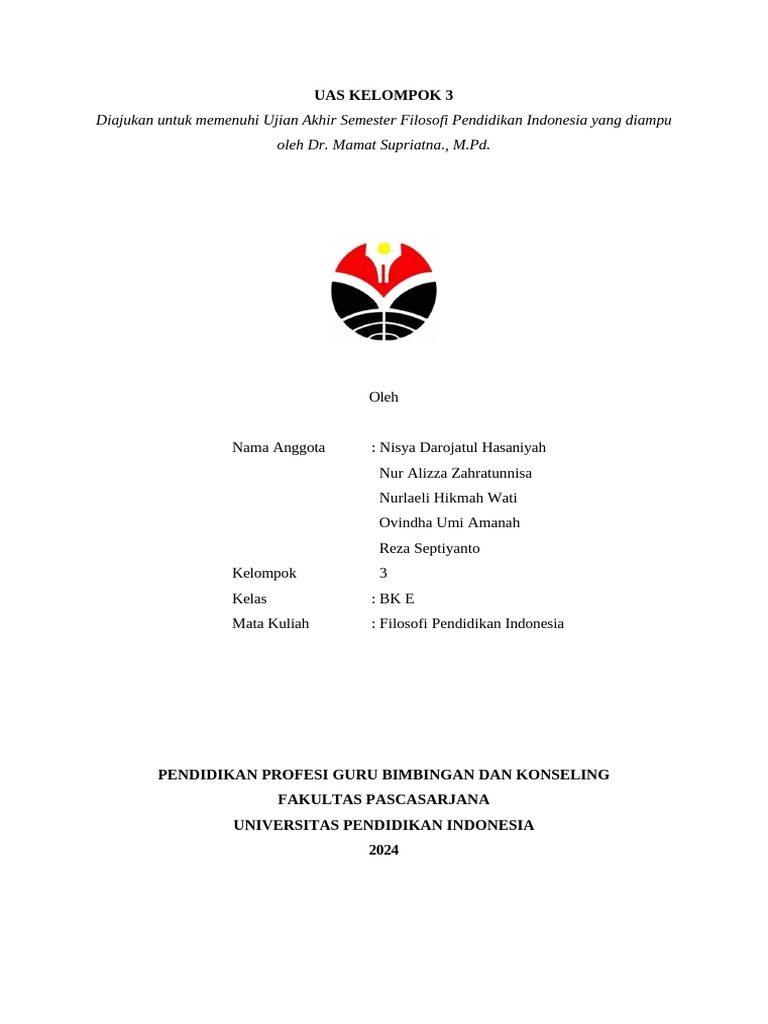 UAS Kelompok 3 Filosofi Pendidikan Indonesia | PDF