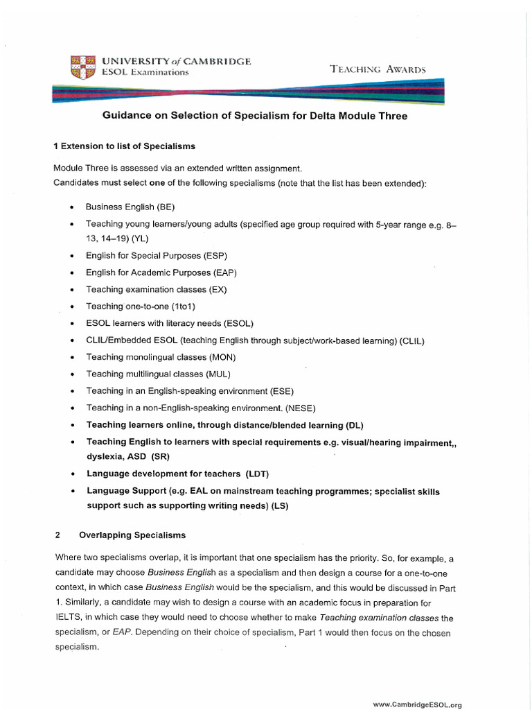 Guidance 20 On 20 Selection 20 of 20 Specialism | PDF
