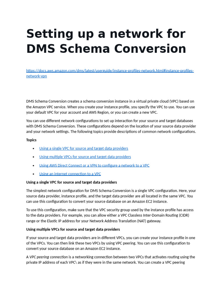 Setting Up A Network For DMS Schema Conversion | PDF | Internet ...