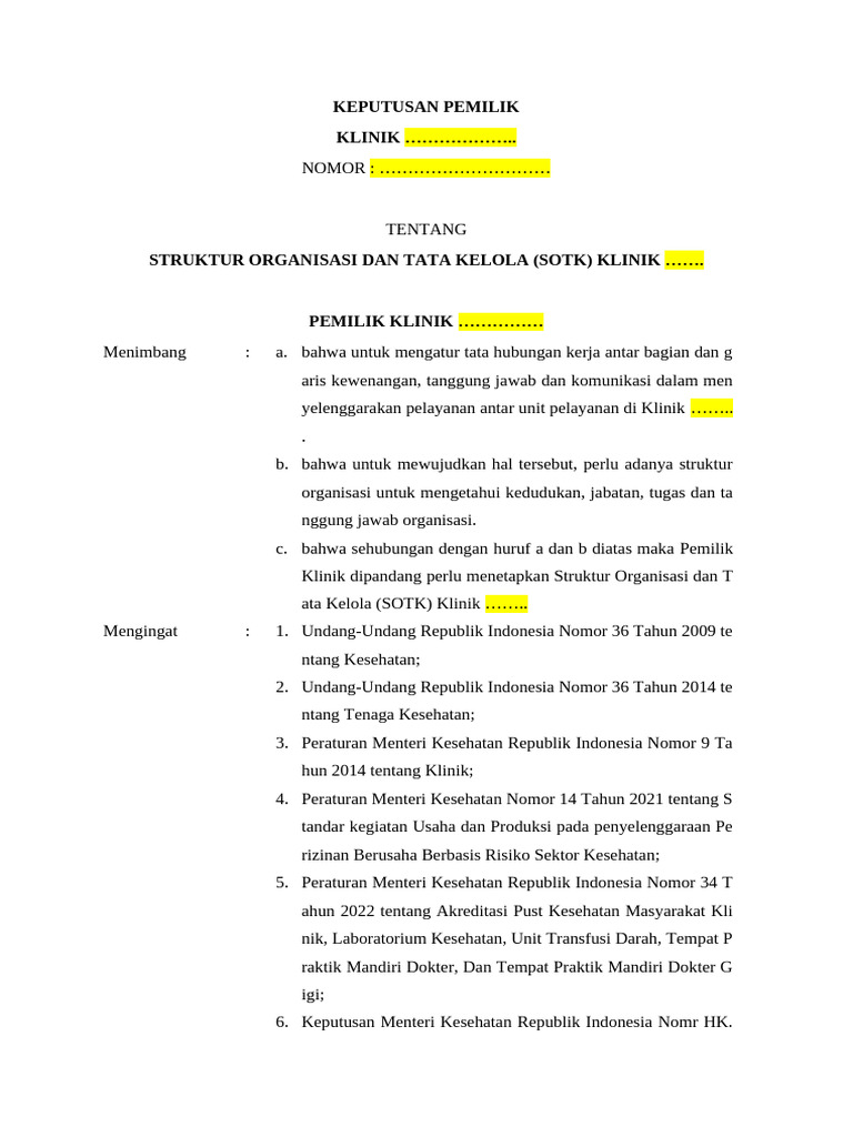 SK Struktur Organisasi + Uraian Tugas, Tanggung Jawab, Dan Wewenang | PDF
