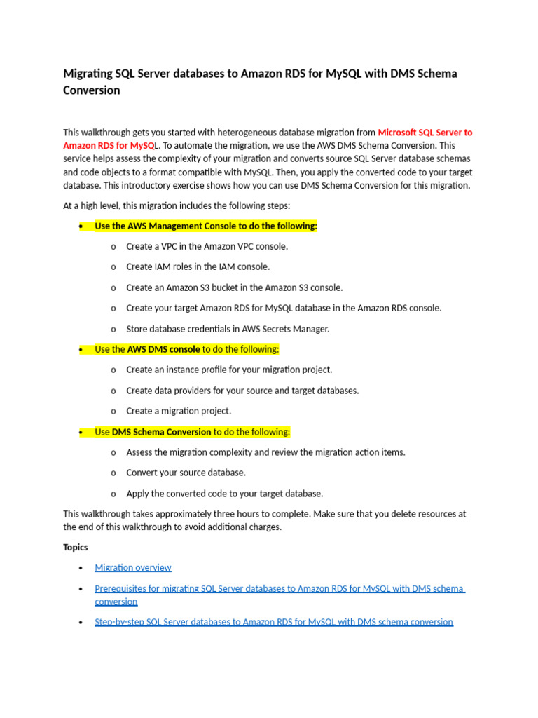 Migrating Sql Server Databases To Amazon Rds For Mysql With Dms Schema Conversion Pdf