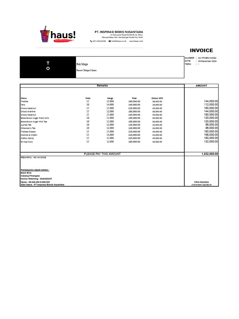 Invoice Pak Mega | PDF | Tea | Caffeinated Drinks