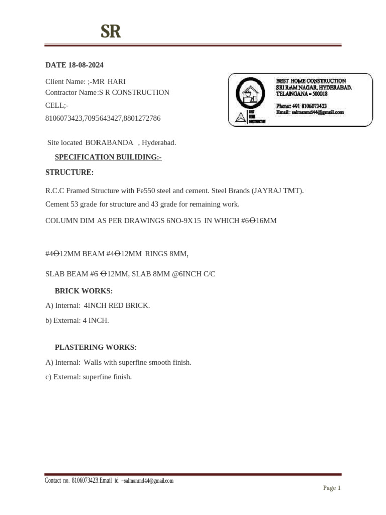 MR SHIVA G+4 QUOTATION MYTHRIVANAM | PDF | Bathroom | Toilet