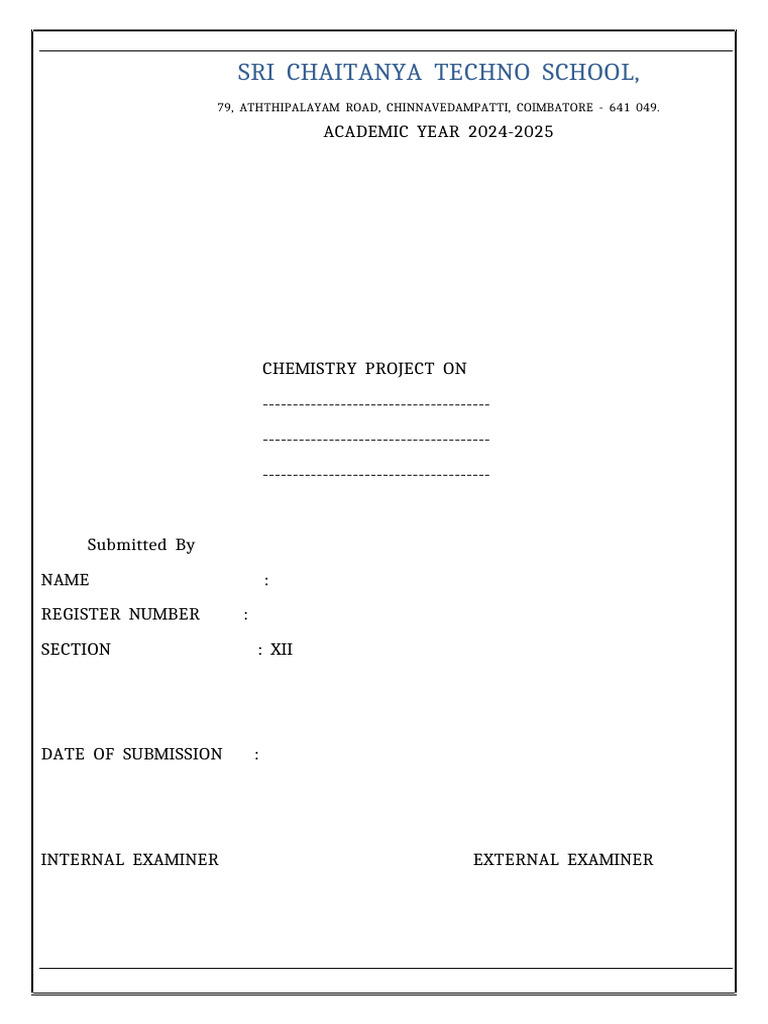 Front Page Certificate & Acknowledgement Chemistry 2024-2025 | PDF