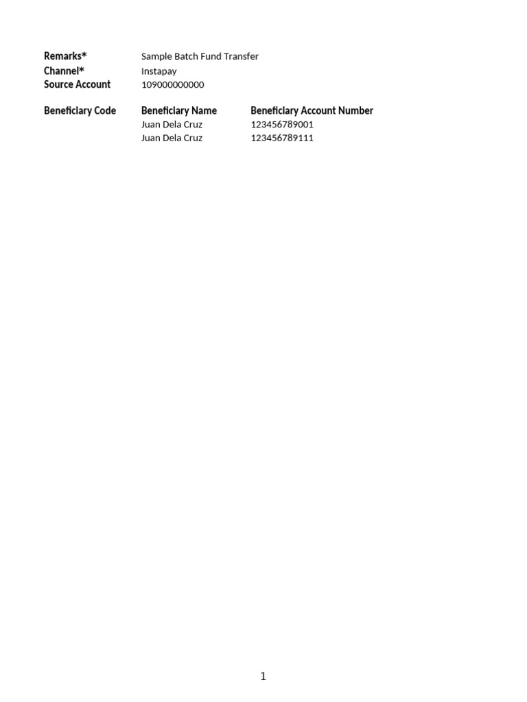 Instapay Sample Fund Transfer Receipt | PDF