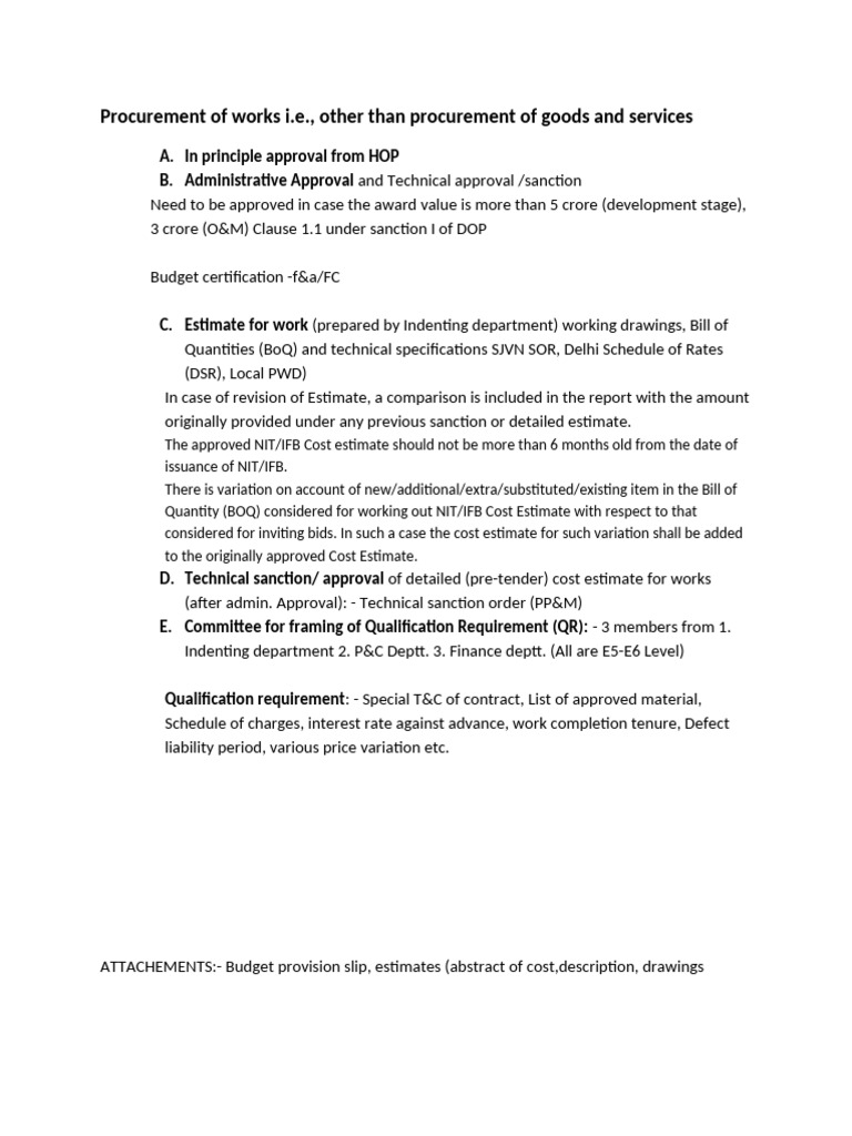 Procurement of Works I | PDF