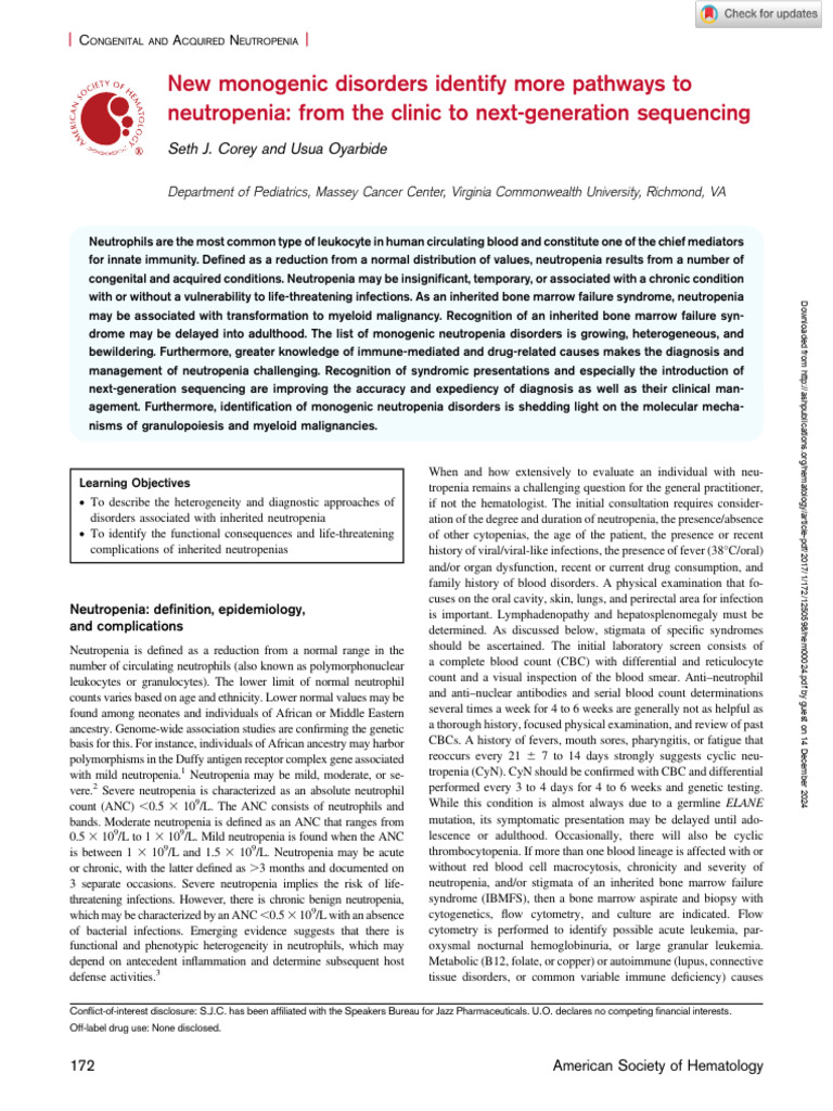 2017 - New Monogenic Disorders Identify More Pathways To Neutropenia ...
