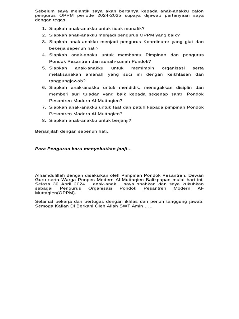 Teks Pelantikan dan janji | PDF