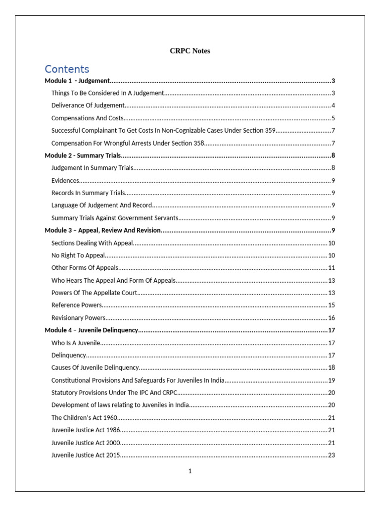 CRPC Notes Sem 5 | PDF | Judgment (Law) | Bail