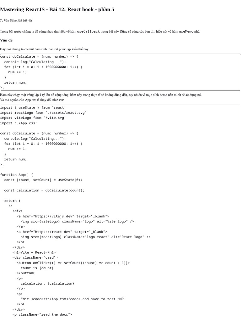 techmaster3 - Mastering ReactJS - Bài 12 - React hook - phần 5 | PDF