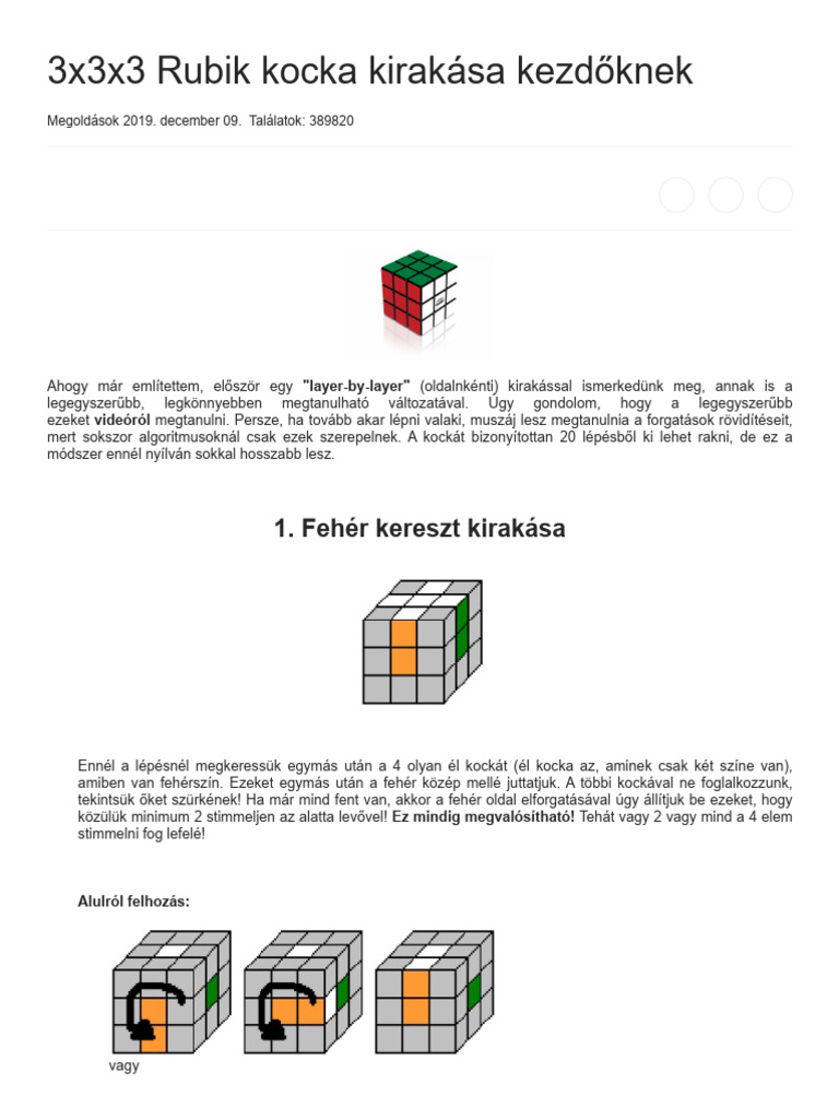 3x3x3 Rubik Kocka Kirakása Kezdőknek | PDF