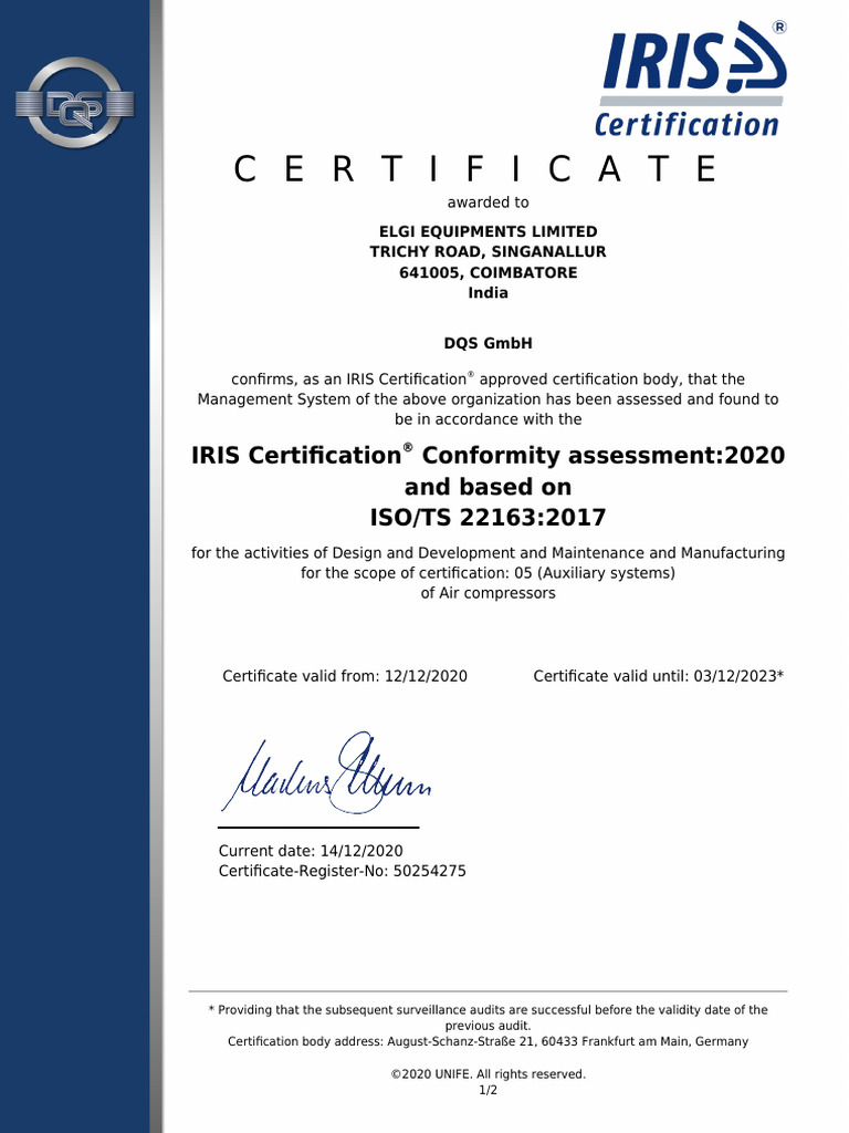 ITEM SR. NO. - 21 ISO - 22163 - Certificate | PDF