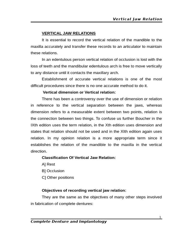 Vertical relation | PDF | Dentures | Dental Implant