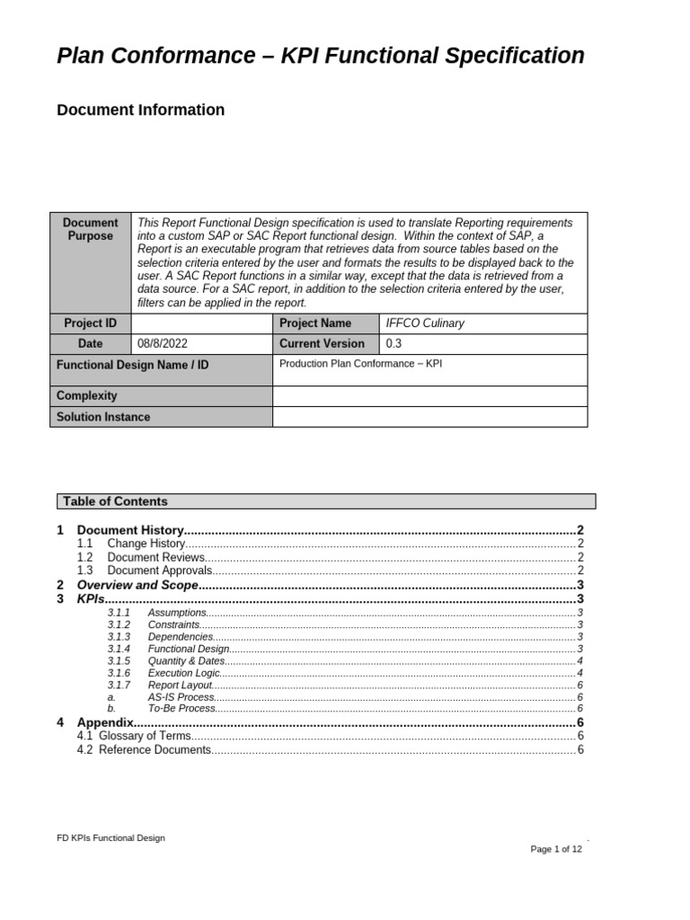 CR0000001472 - FS - PP - KPI - Production Plan Conformance v0.3 | PDF ...