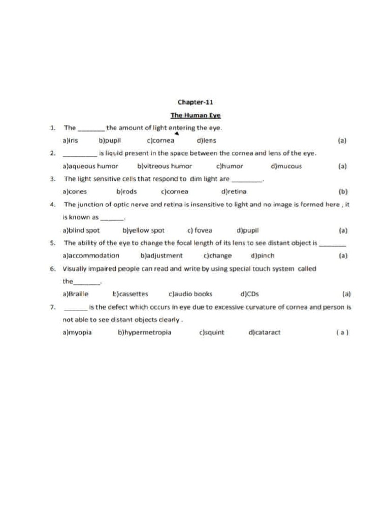 Chapter 11 The Human Eye | PDF | Eye | Human Eye