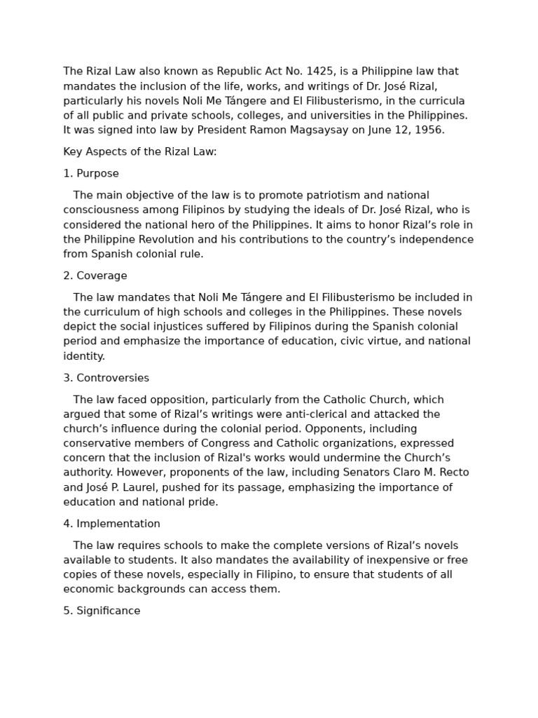 Assignment of Rizal Law | PDF