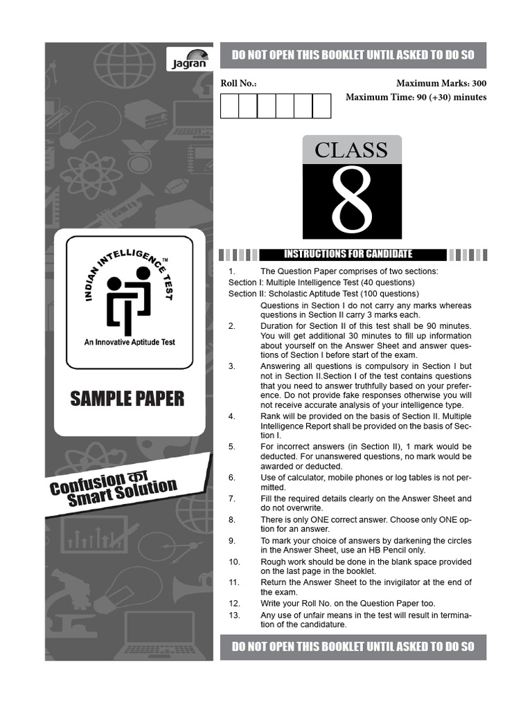Class 8 Exam Instructions | PDF