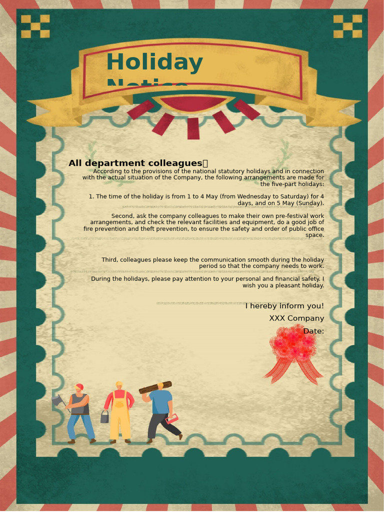 Cartoon Cute Labour Day Notice-WPS Office | PDF